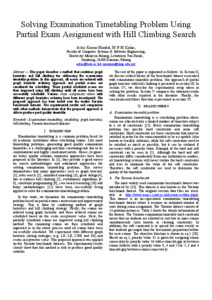 Solving Examination Timetabling Problem using Partial Exam Assignment with Hill Climbing Search ...